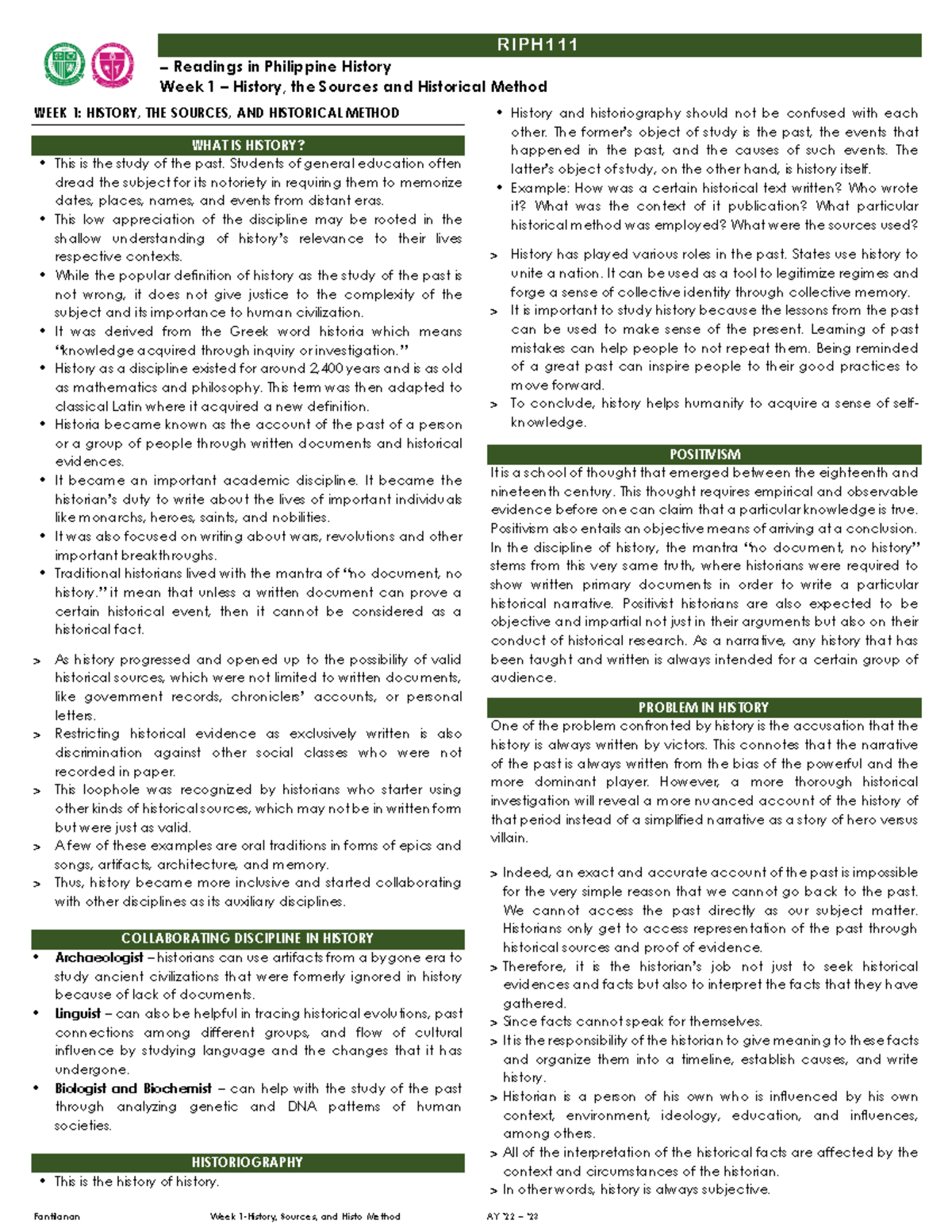 RIPH│Week 1-History, the Sources and Historical Method - RIPH Readings ...