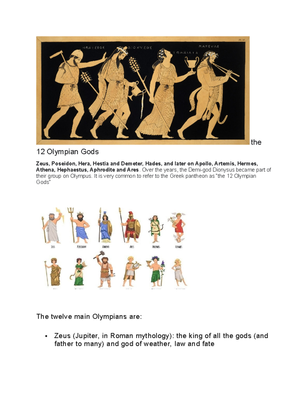 The 12 Olympian Gods - the 12 Olympian Gods Zeus, Poseidon, Hera ...