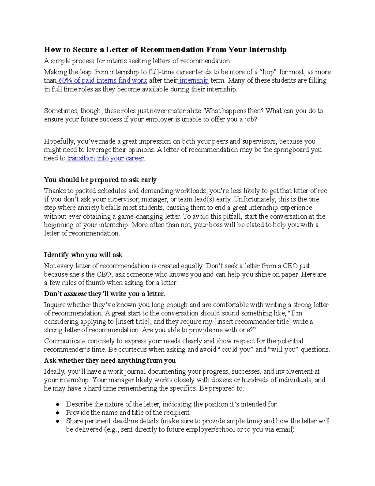 PRS477 Letter of Reccomendation Reading - How to Secure a Letter of ...