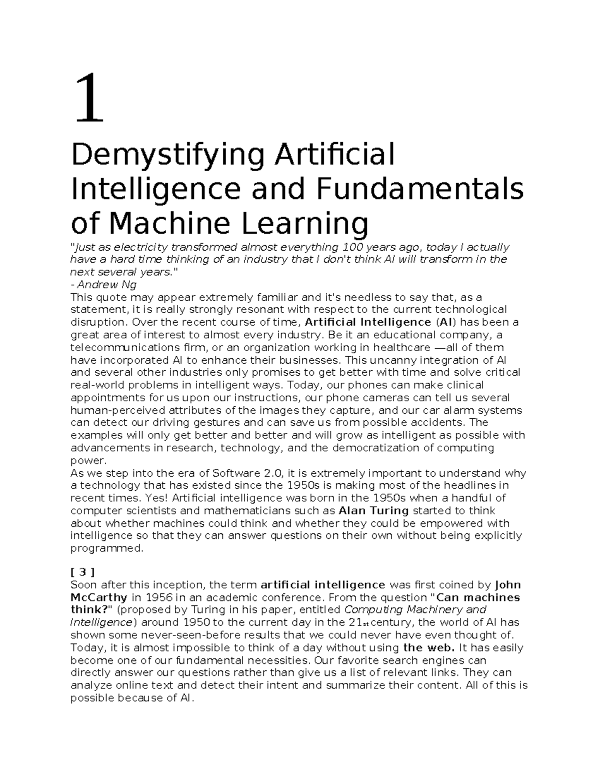 TTCS1 - TTCS - 1 Demystifying Artificial Intelligence and Fundamentals of Machine Learning - Studocu