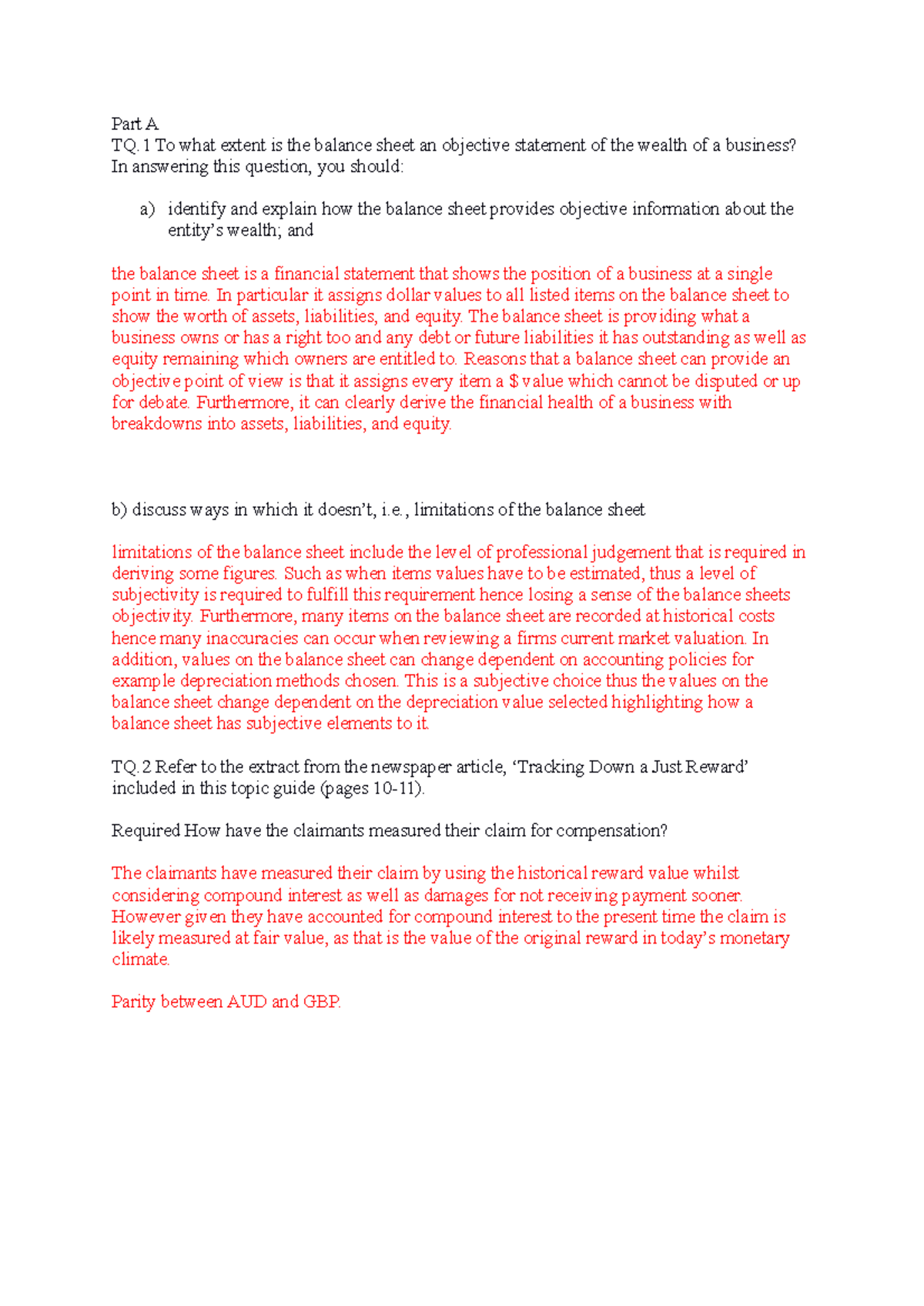 Week 3 HW Questions - hw question - Part A TQ To what extent is the ...