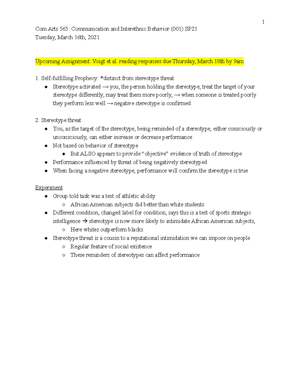 COMARTS 565 Week 8 Lecture Notes Part I - Com Arts 565: Communication ...