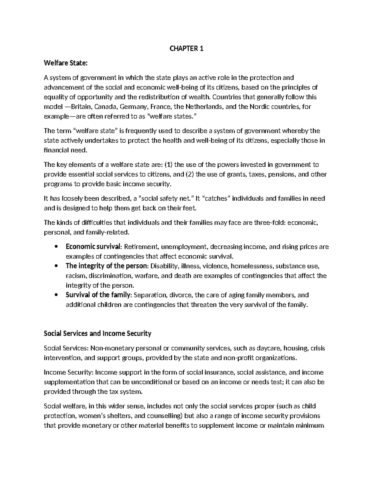 Chapter 1 SCWK - CHAPTER 1 Welfare State: A system of government in ...