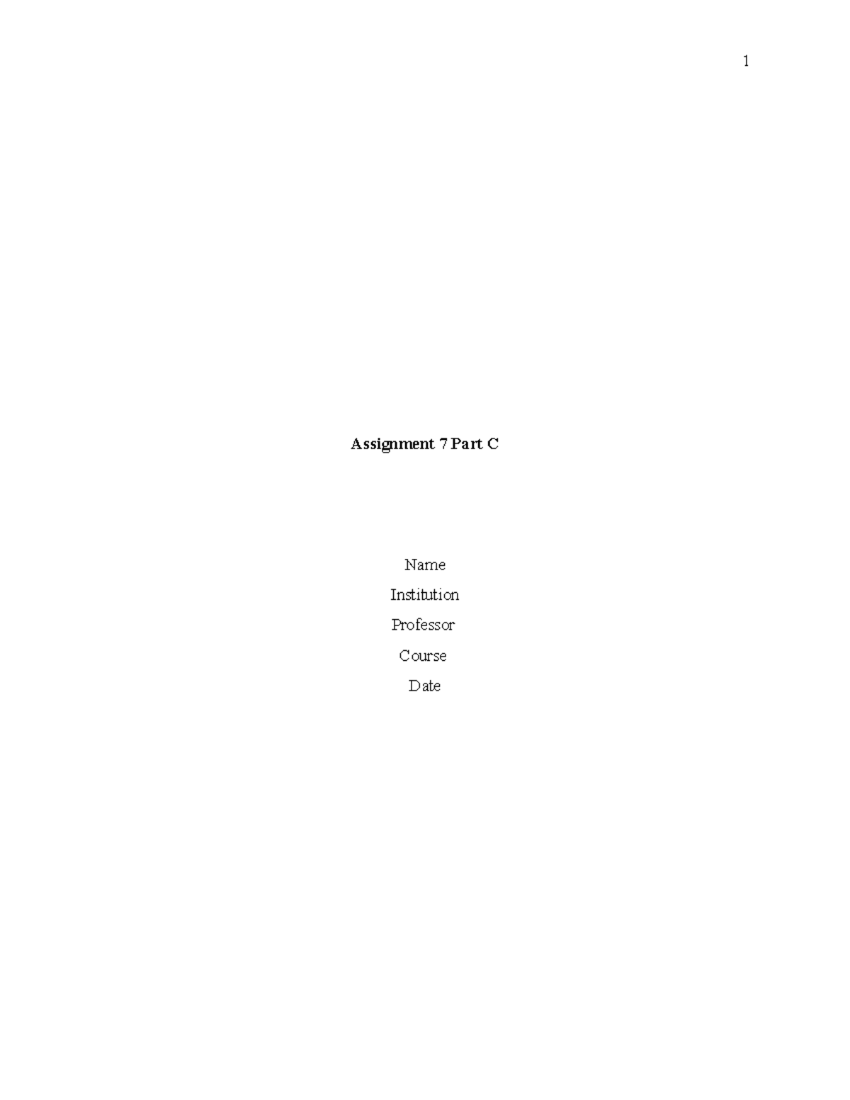 Part 3 - Success all time - 1 Assignment 7 Part C Name Institution ...