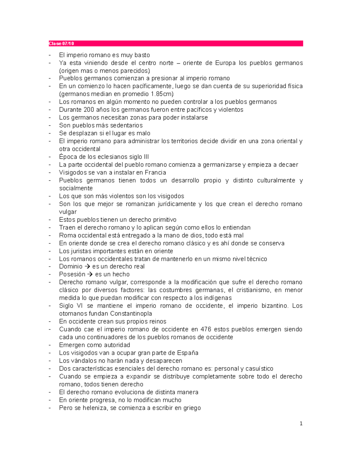 Apuntes prueba 2 - derecho romano - Clase 07/ El imperio romano es muy ...