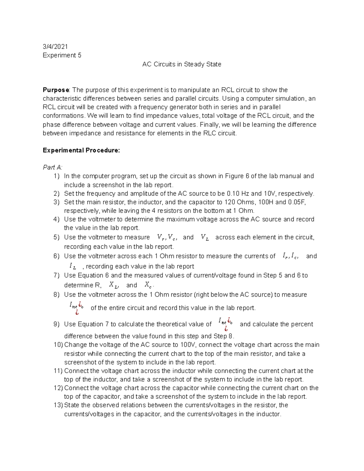 Experiment 5 - AC circuits in steady state - PHY 022 - Studocu