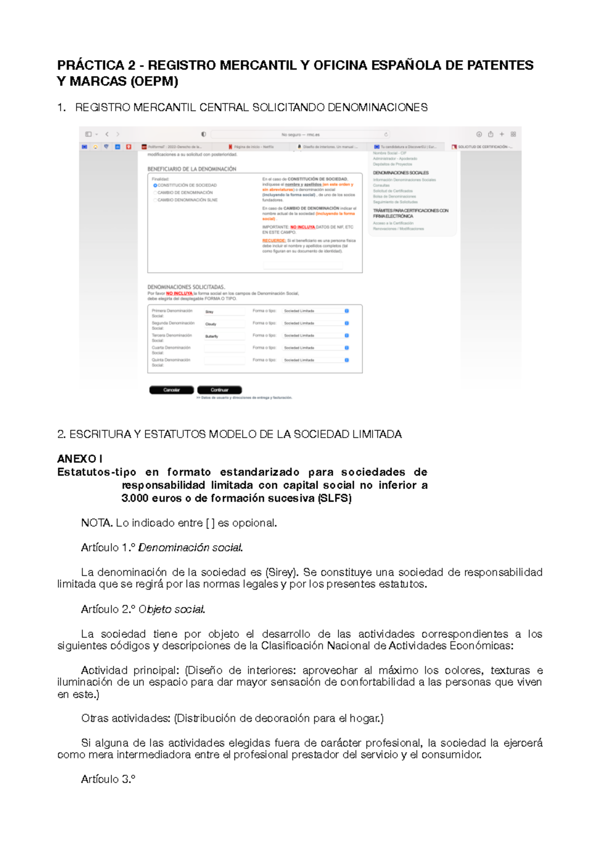 DT - Práctica 2 - PRÁCTICA 2 - REGISTRO MERCANTIL Y OFICINA ESPAÑOLA DE ...