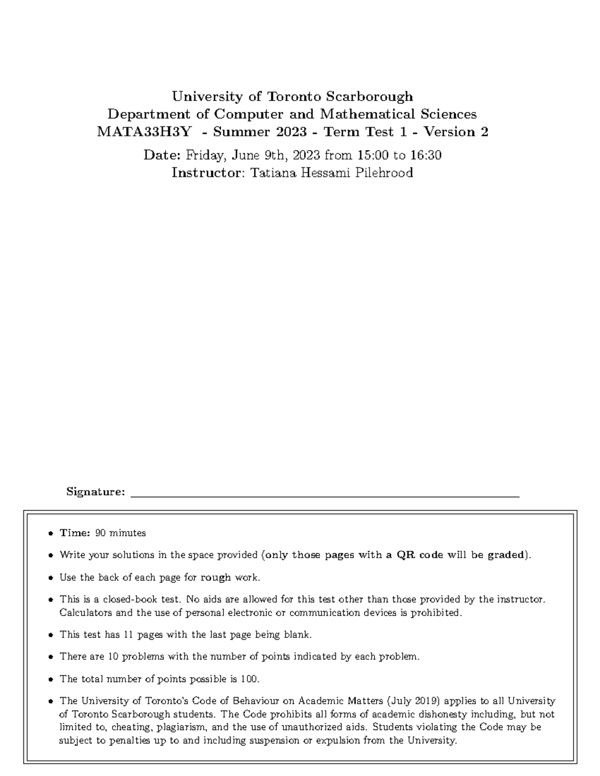 practice notes for exam 22 - University of Toronto Scarborough ...