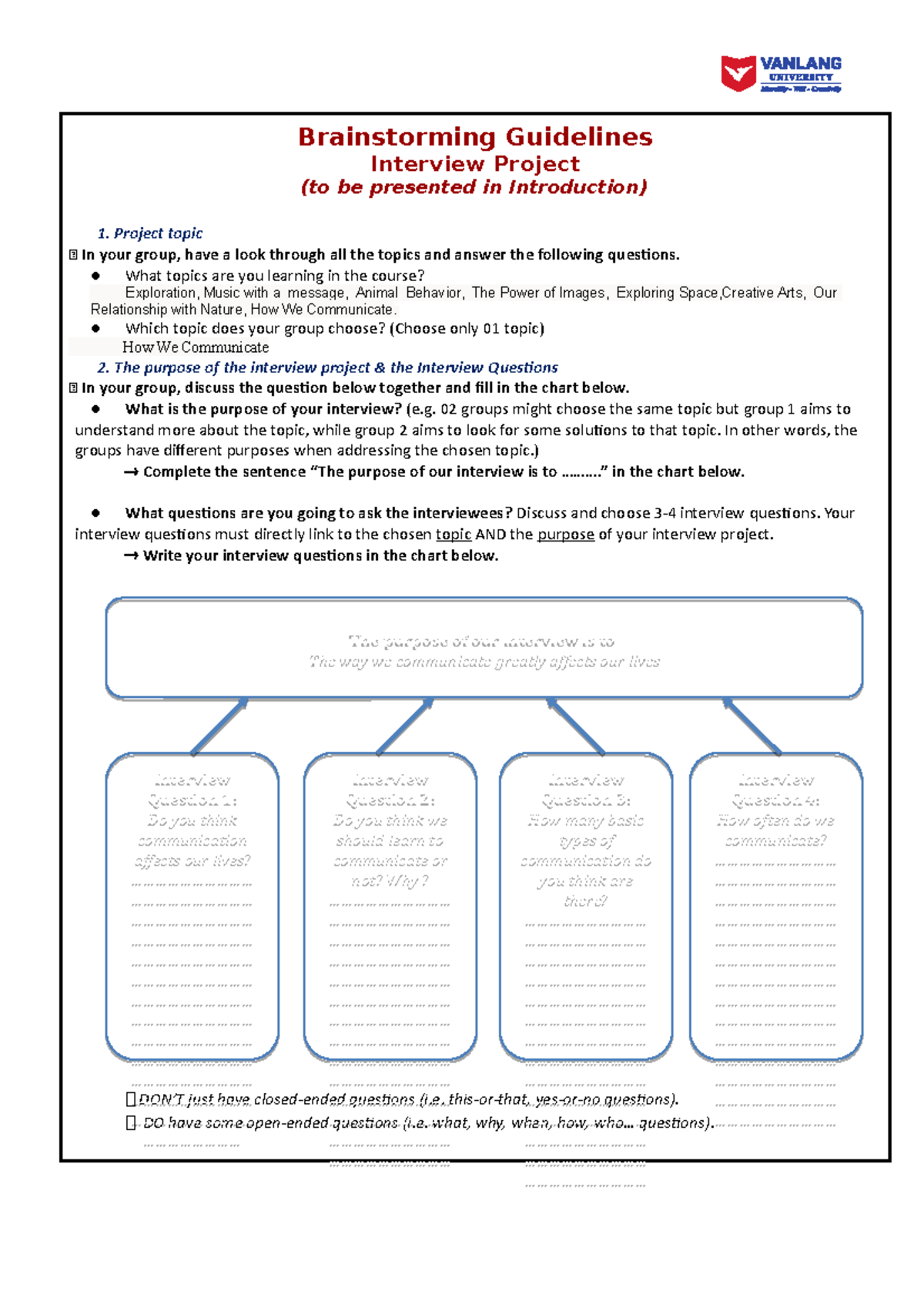 Interview Project nhóm 2 - Brainstorming Guidelines Interview Project ...