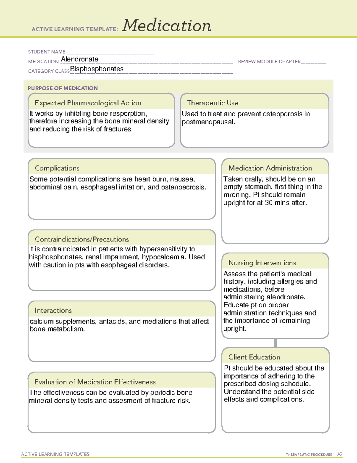 Alendronate - ACTIVE LEARNING TEMPLATES THERAPEUTIC PROCEDURE A ...