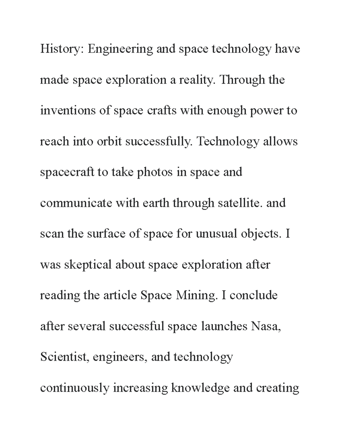 View of Space Exploration Through the Four Llenses - History ...
