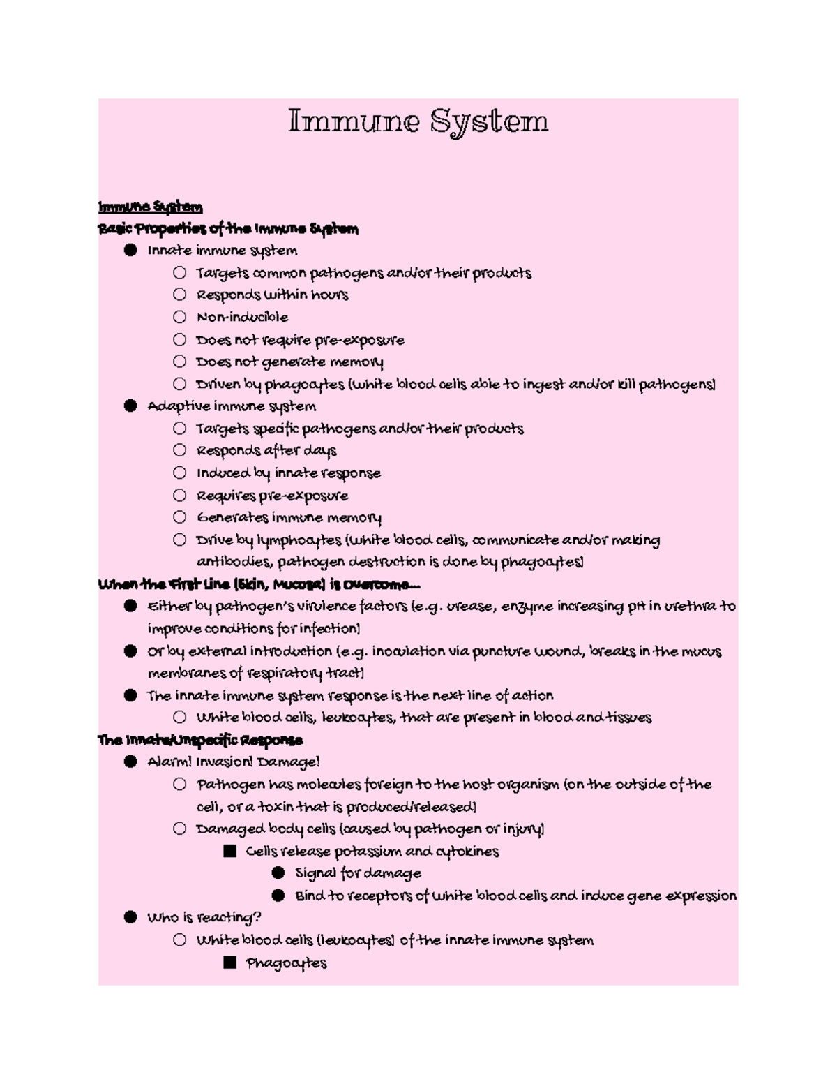 Immune System - Lecture notes - Immune System Immune System Basic ...