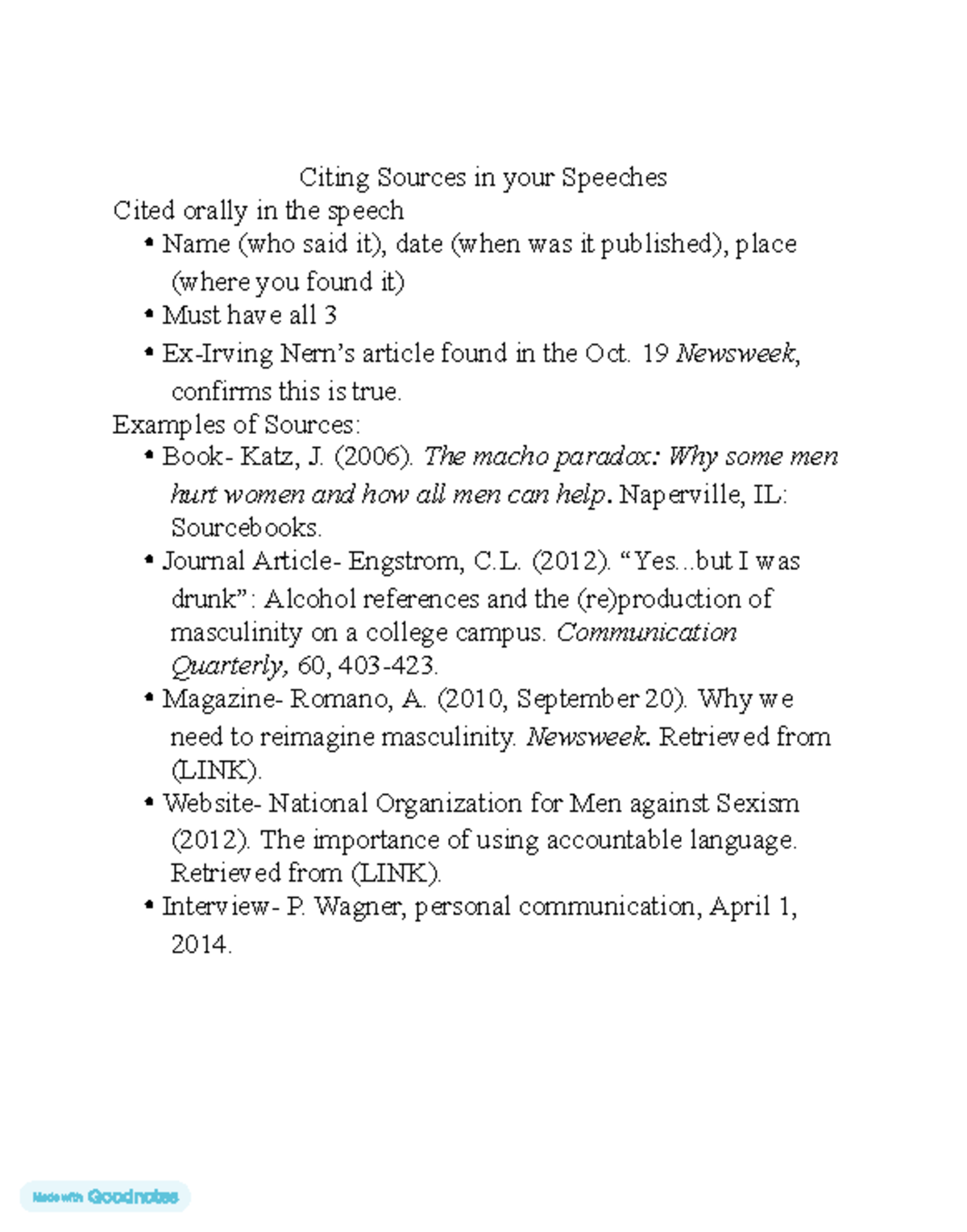 Citing Sources in your Speeches - 19 Newsweek, confirms this is true ...