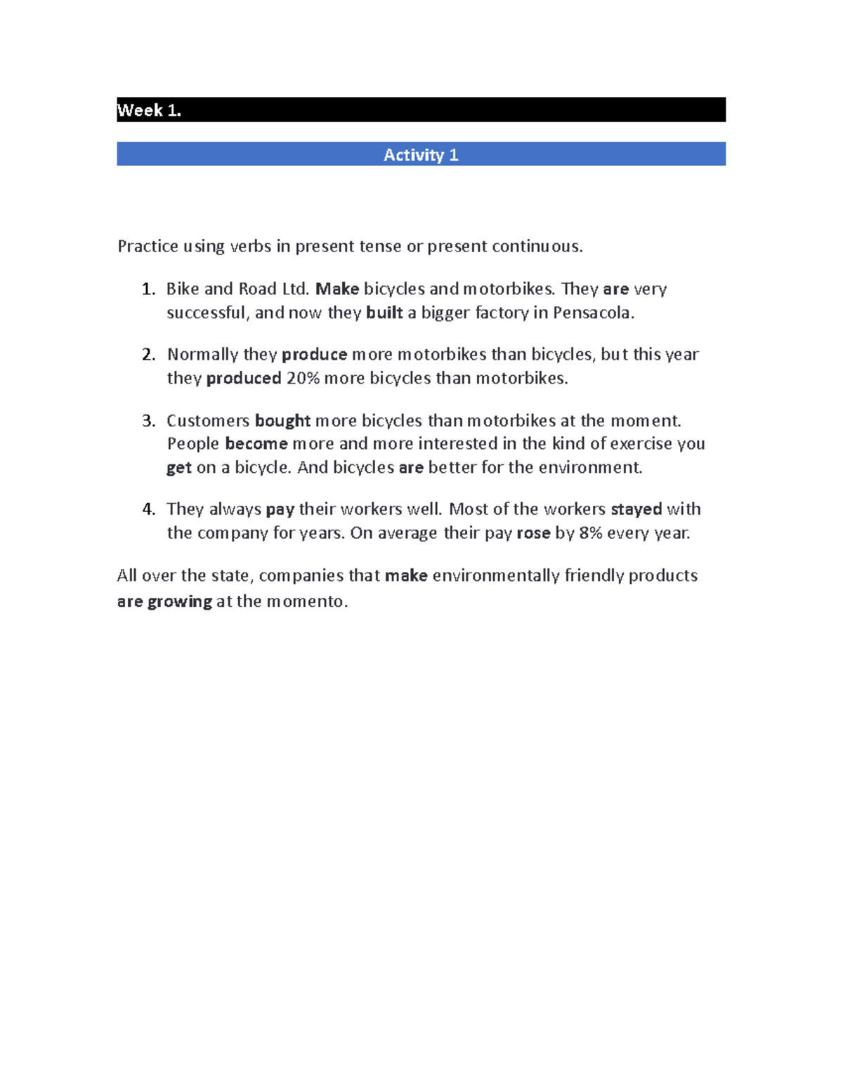 Week 1 act 1 ingles - fkvndlkfm - Week 1. Activity 1 Practice using ...