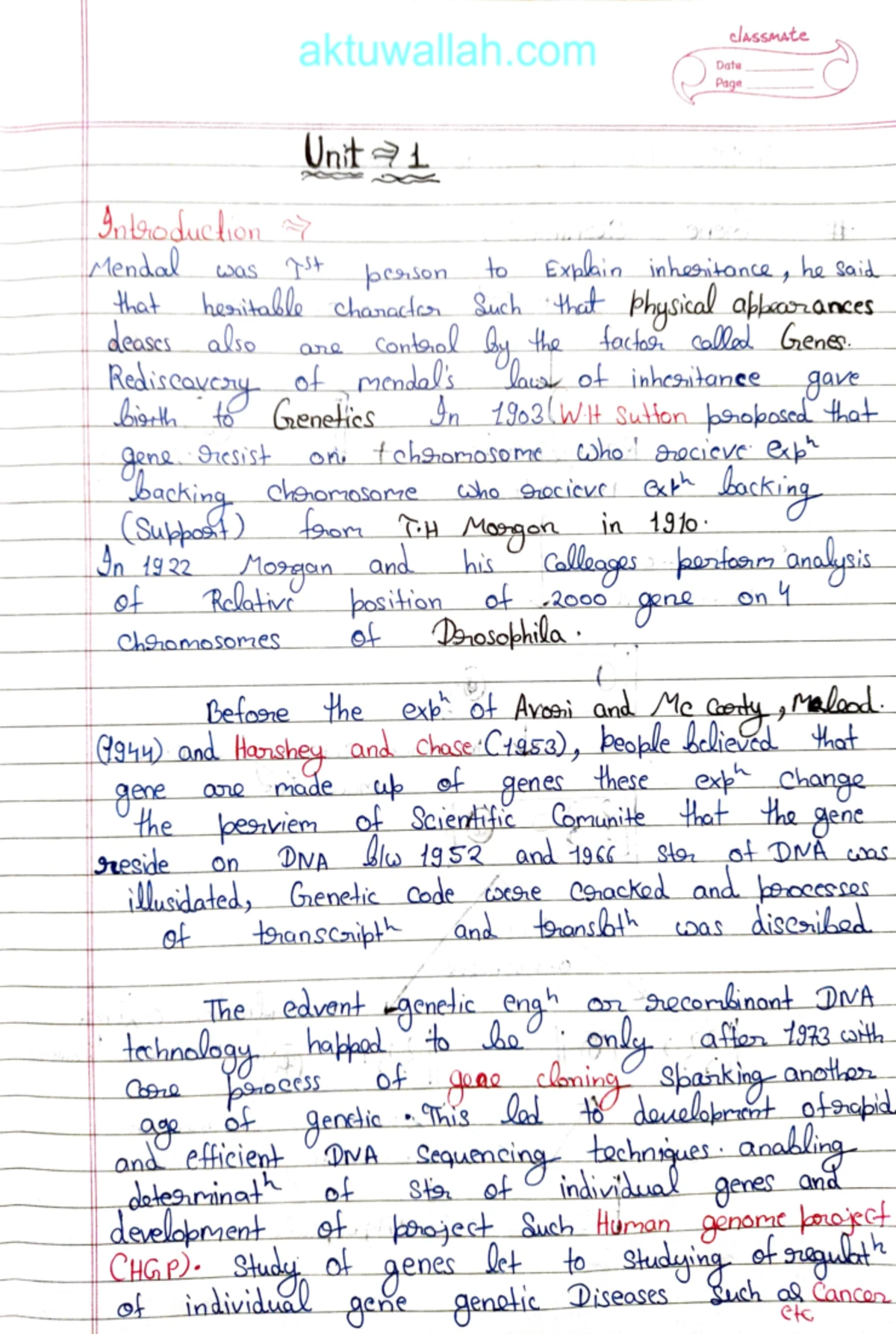Bioinformatics-l Module -3 Complete Handwritten Notes Aktu - UNIT ...