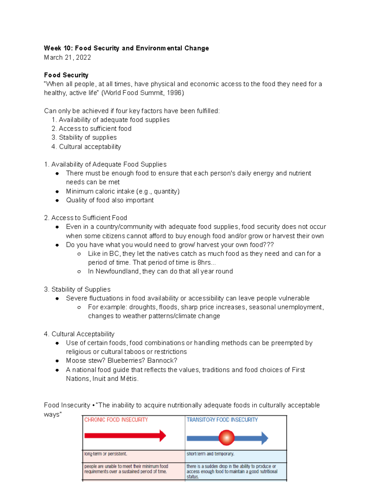 Week 10 Food Security and Environmental Change - Availability of ...