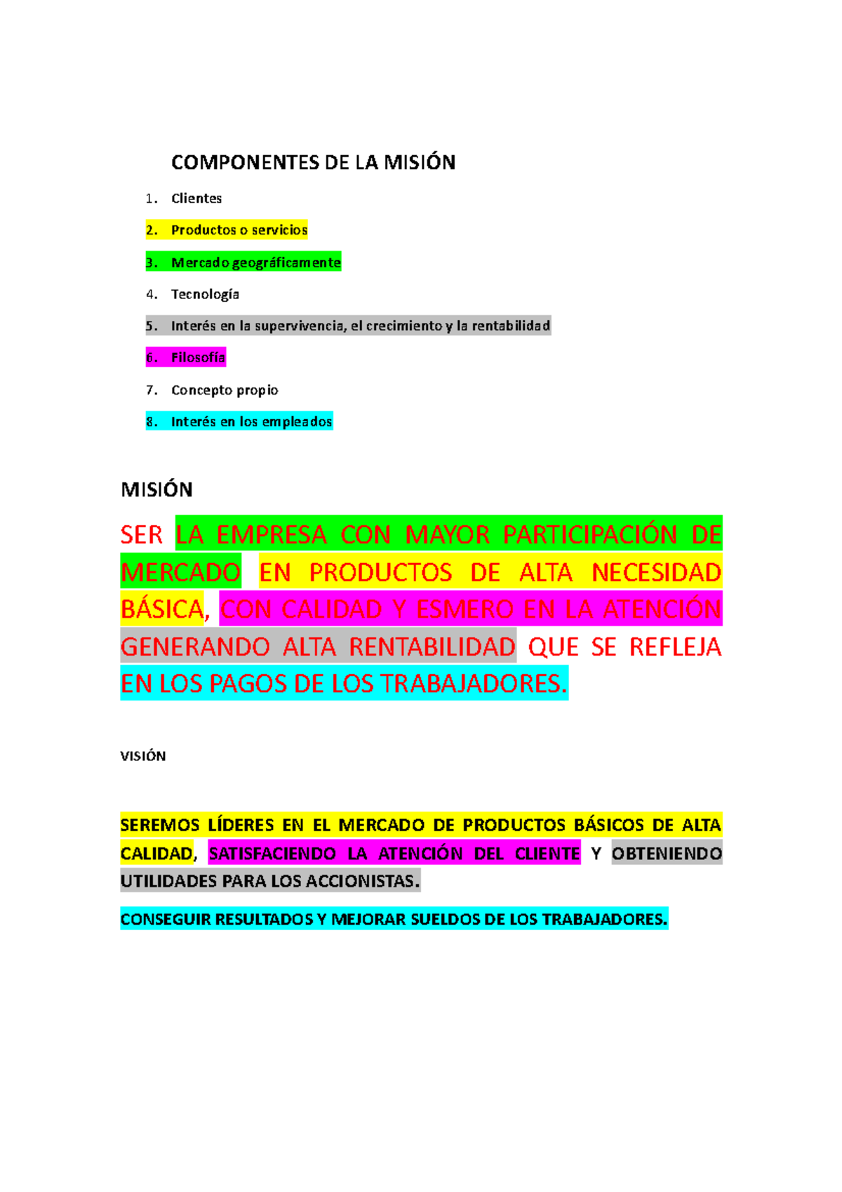 Componentes DE LA Mision Y Vision - COMPONENTES DE LA MISIÓN 1 ...