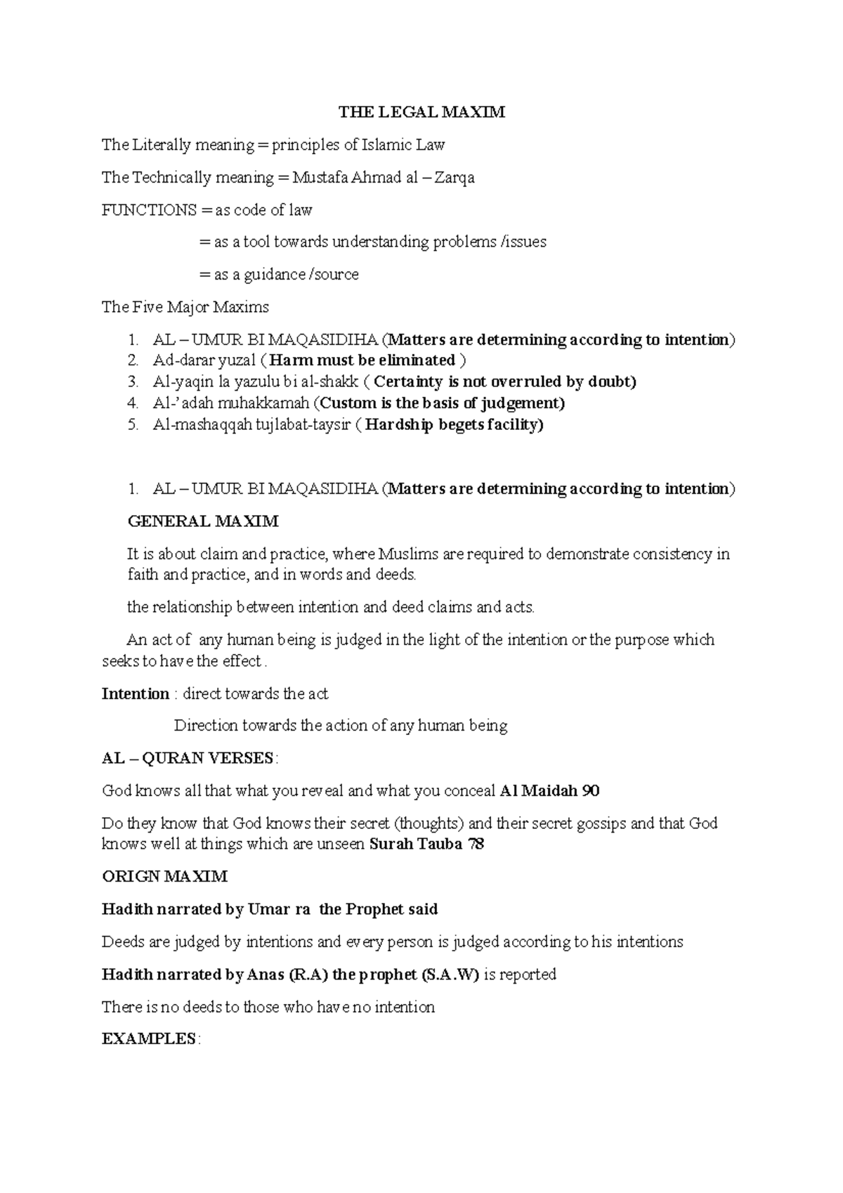 THE Legal Maxim - THE LEGAL MAXIM The Literally meaning = principles of ...