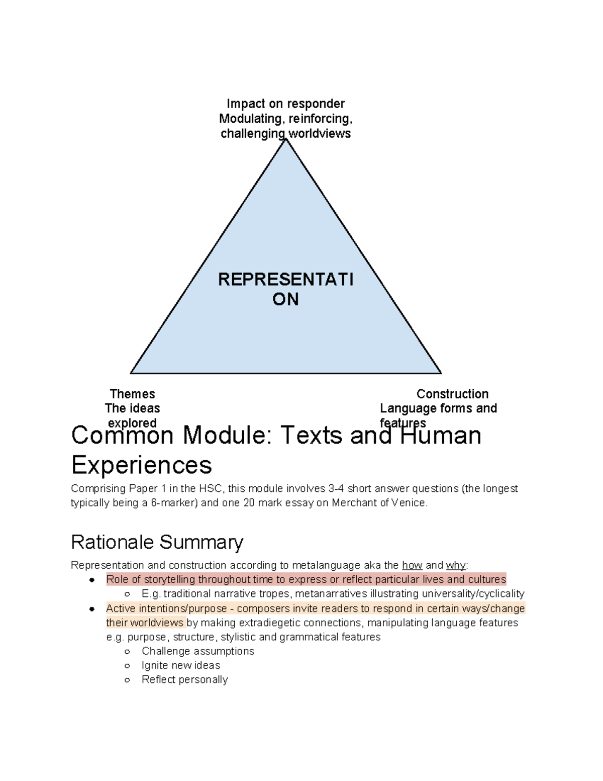 Year 12 English Advanced Texts and Human Experiences - Merchant of ...