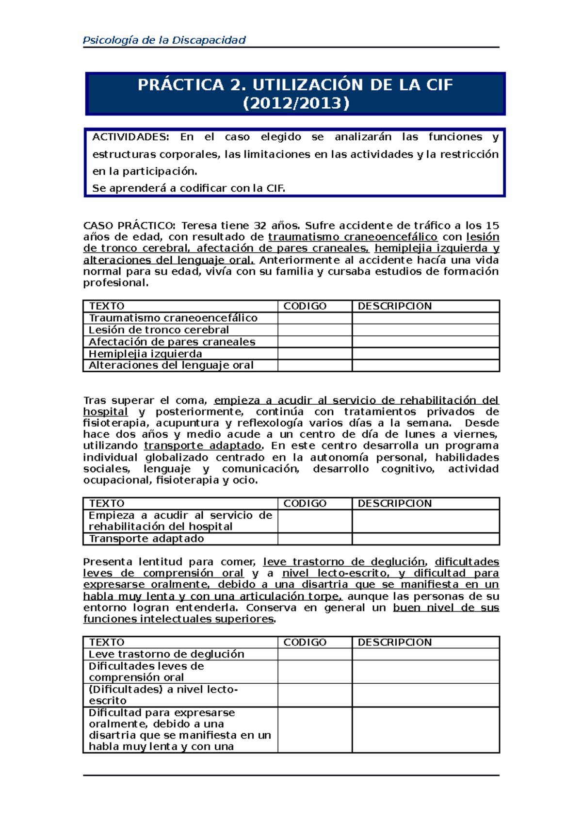 Caso Practica CIF - Práctica CIF - Psicología de la Discapacidad ...