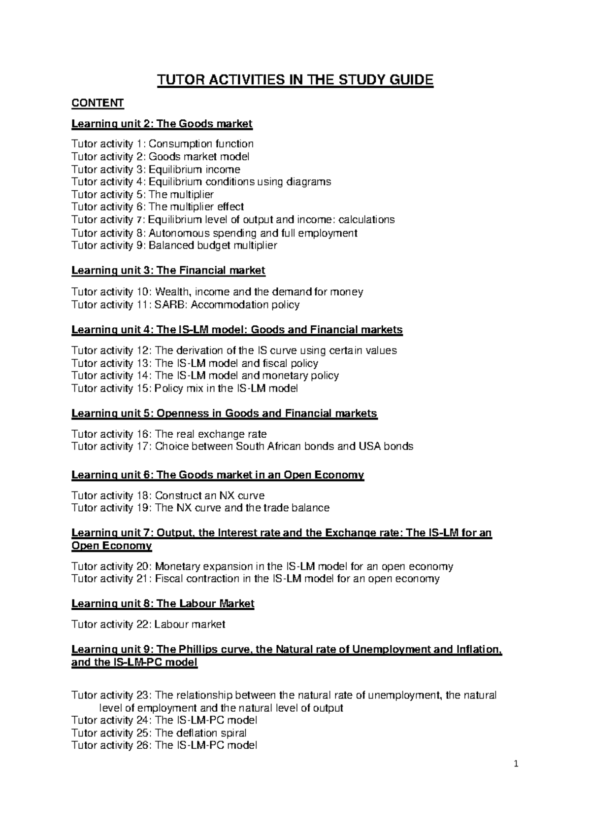 ECS2602 Tutor Activities Study Guide - TUTOR ACTIVITIES IN THE STUDY ...