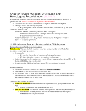 Chapter 7 - Lecture/Book Notes- Genetic Analysis: an integrated ...
