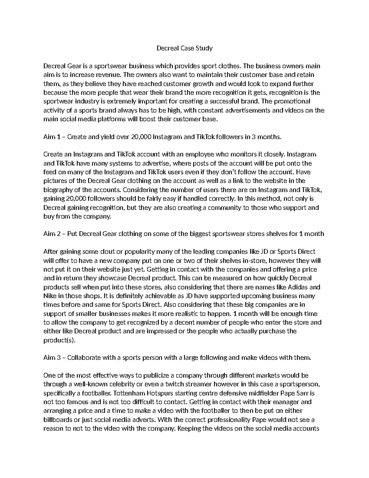 Decreal Unit 2 - Exemplar marketing campaign - Decreal Case Study ...