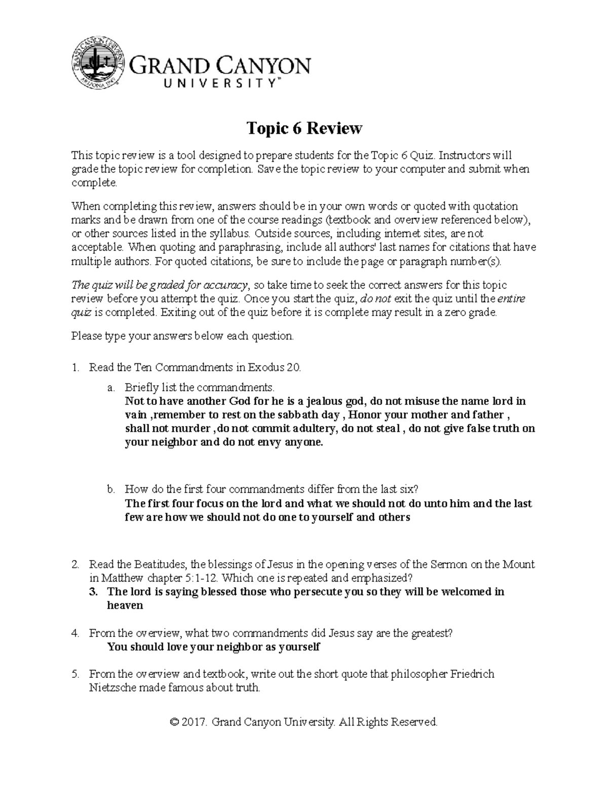 Topic 6 discussion question - Topic 6 Review This topic review is a ...