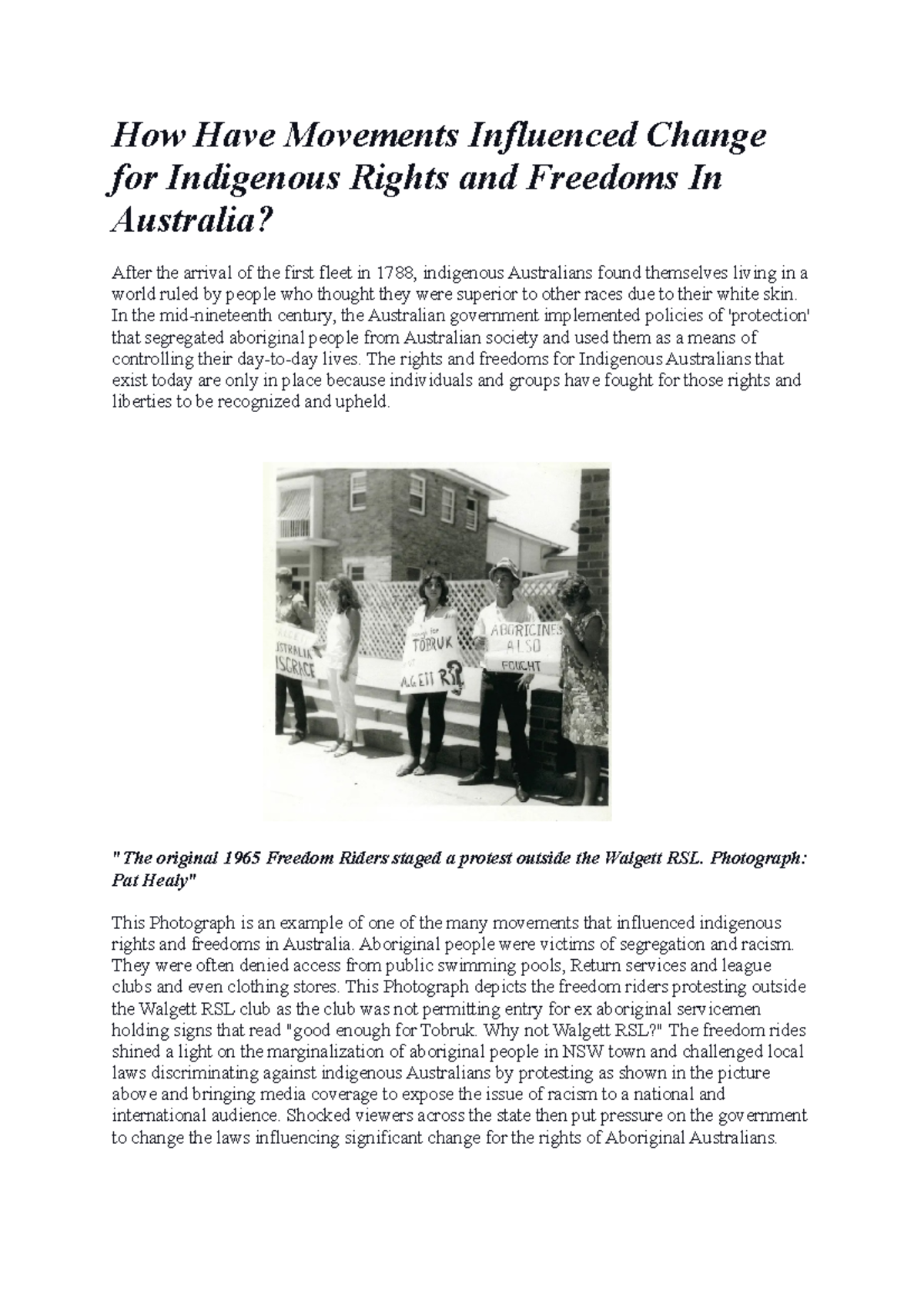 How Have Movements Influenced Change for Indigenous Rights And Freedoms ...