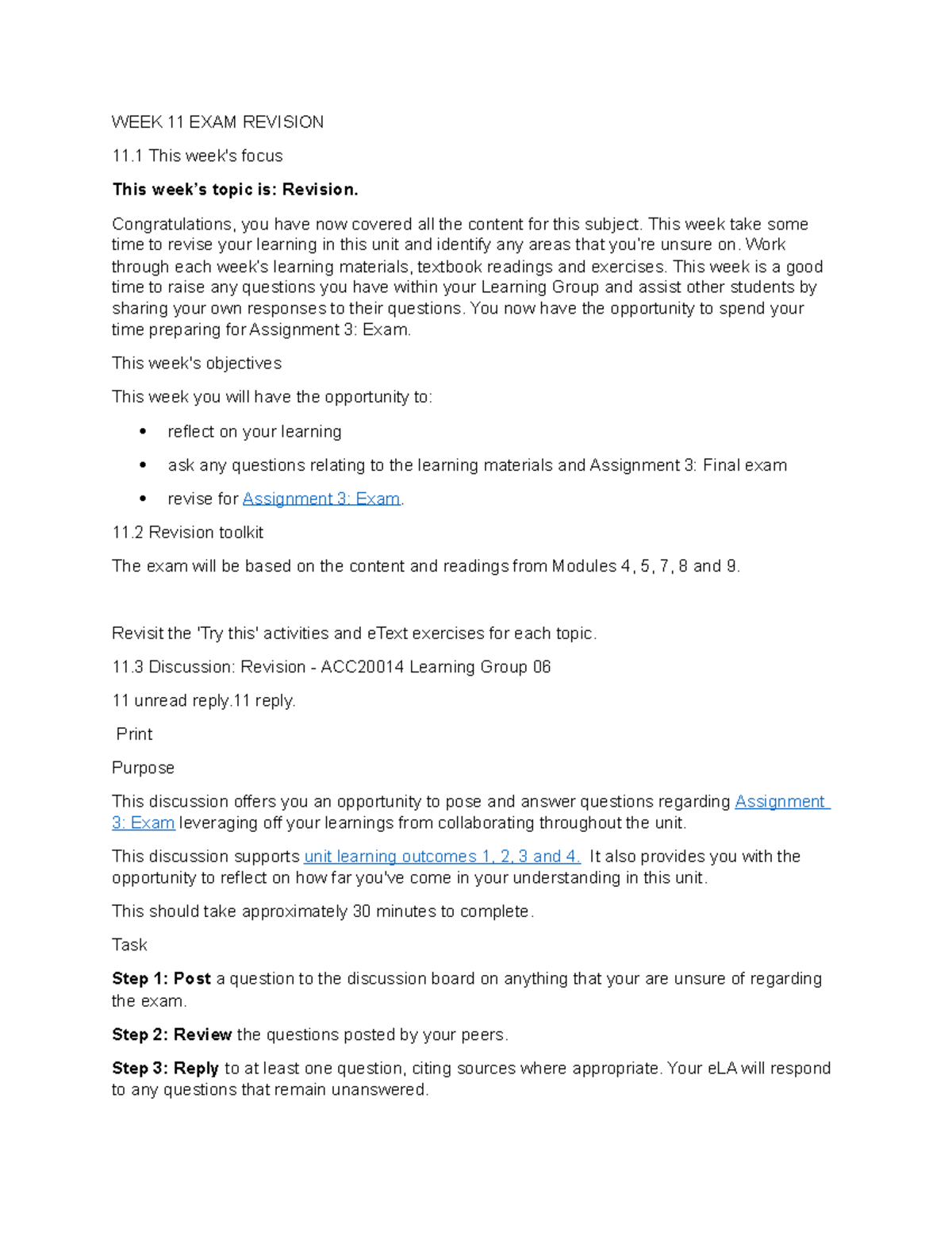 WEEK 11 EXAM Revision - LEARNING MATERIALS, PRAC QUESTIONS & ANSWERS ...