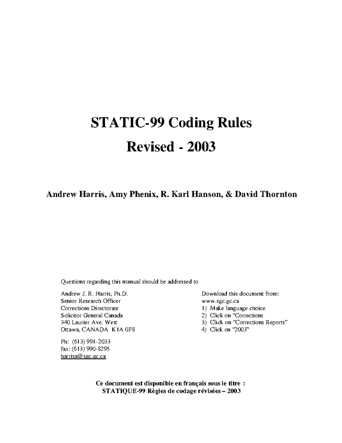 Static-99-coding-rules e - STATIC-99 Coding Rules Revised - 2003 Andrew ...