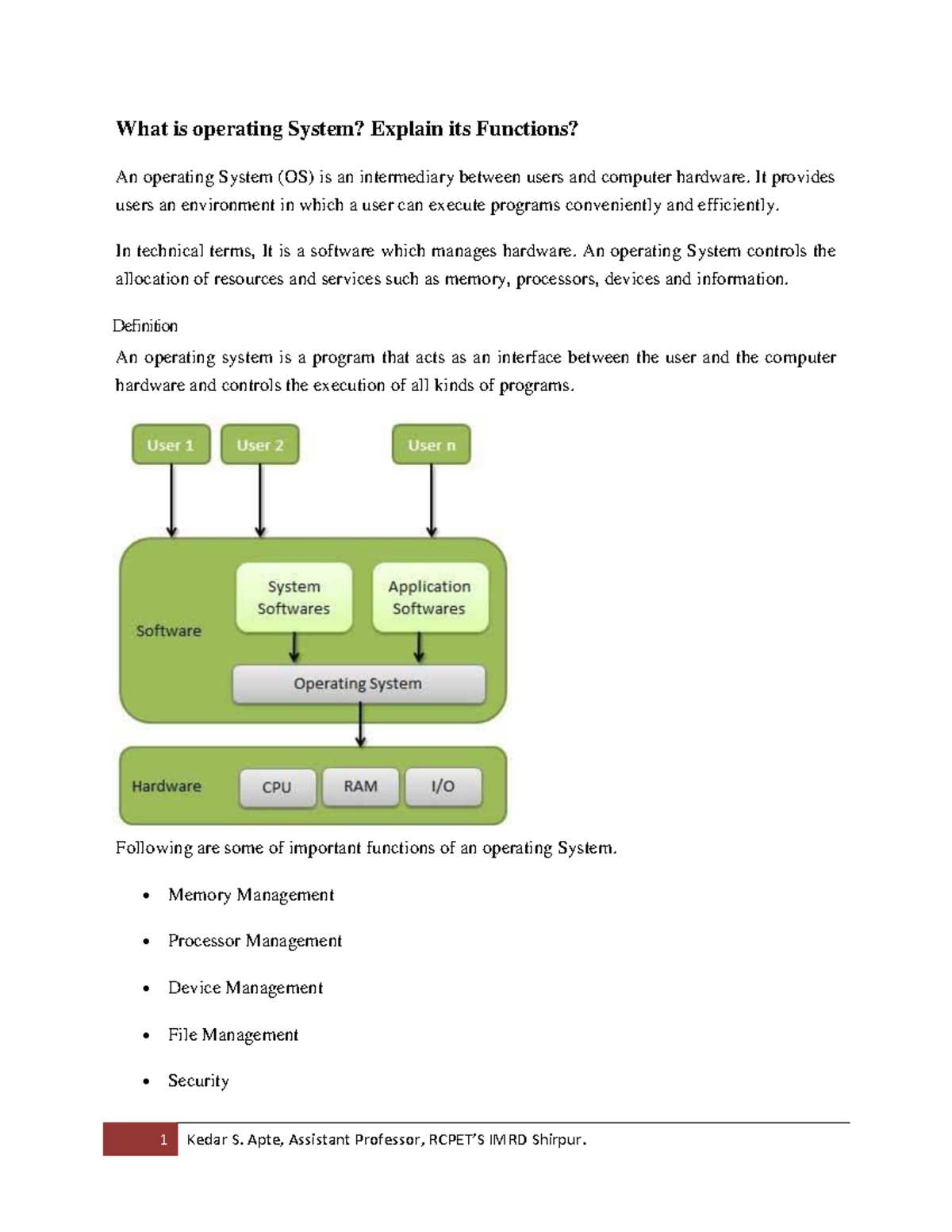 OS Unit 1 Introduction - Notes of related topic In understandable ...