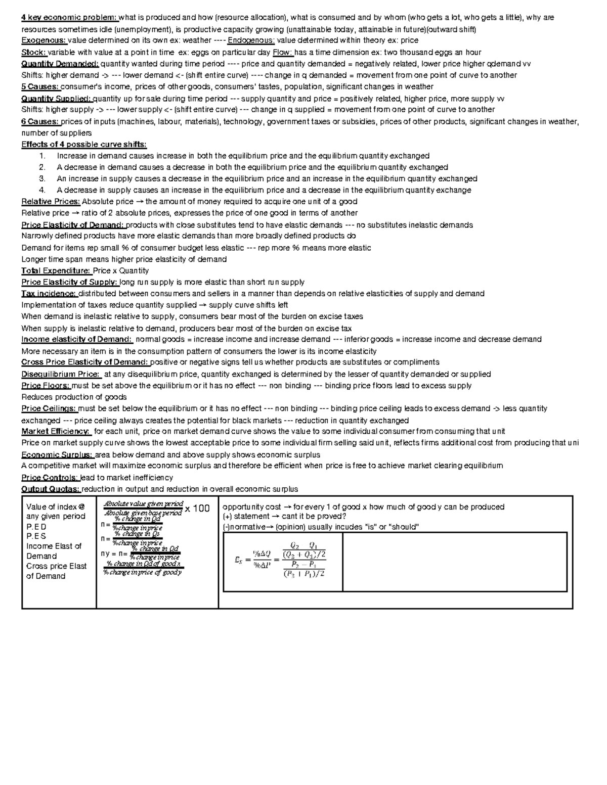 EC140 Test Cheat Page - 4 key economic problem: what is produced and ...