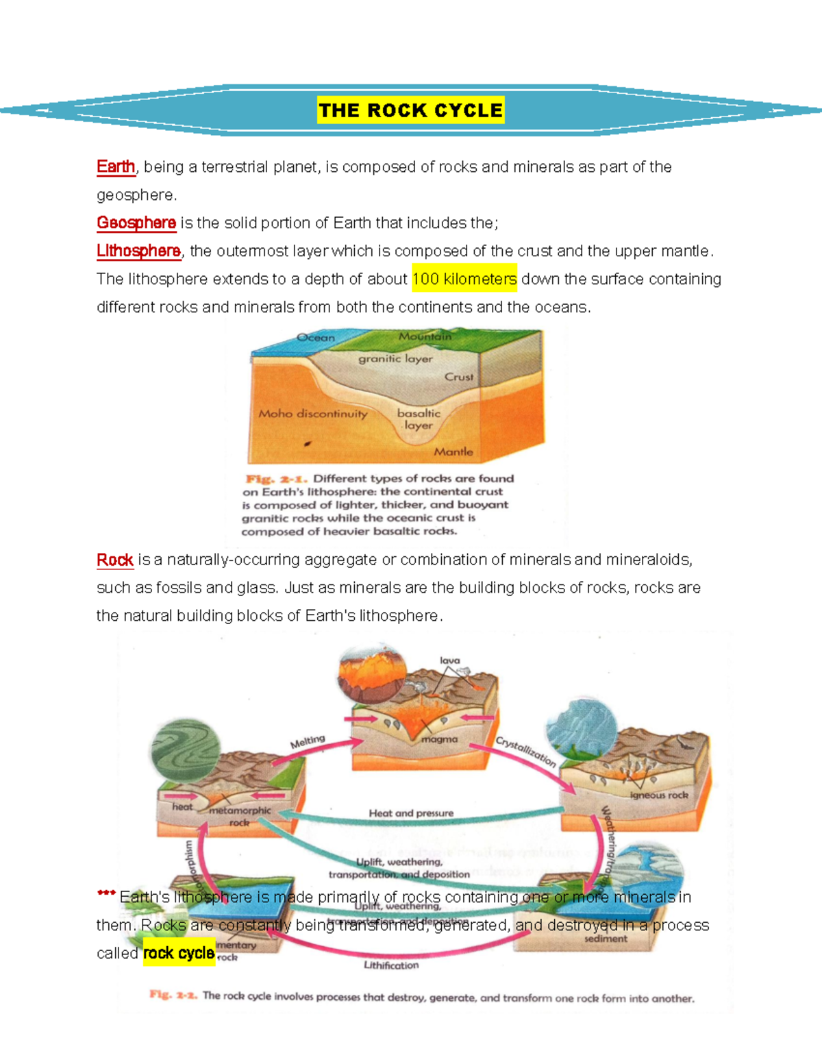 THE ROCK Cycle Study guide in Science - Political Science - Studocu