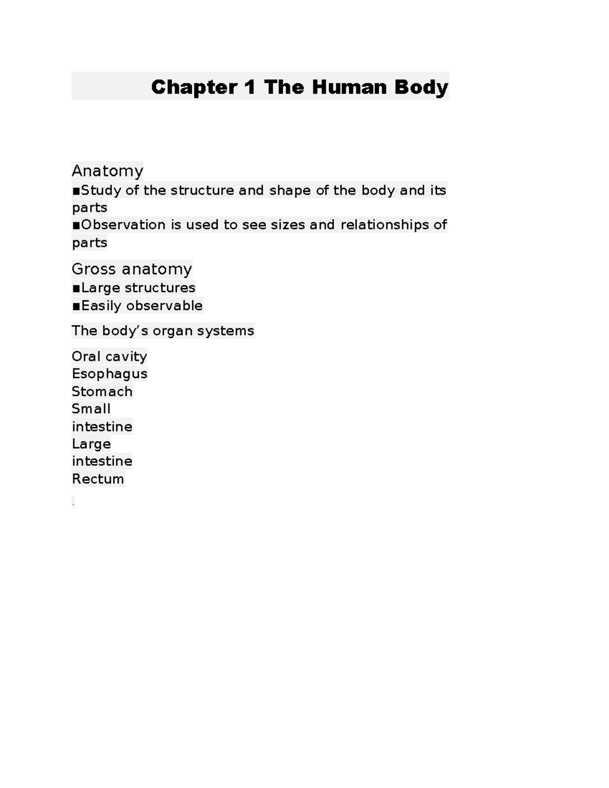 Chapter 1 The Human Body - Bachelor of Science of Nursing - Chapter 1 ...