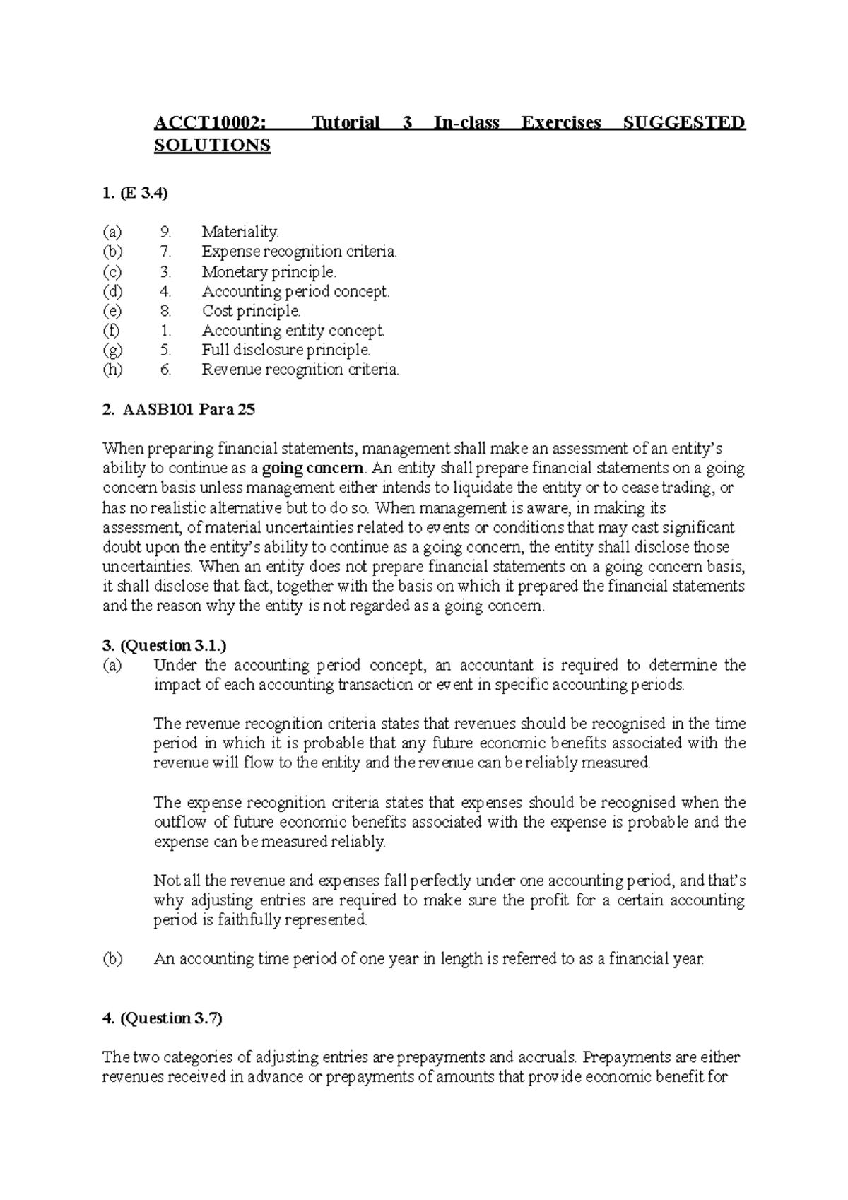Acct10002 Tutorial 3 In Class Exercise Solution Acct10002 Tutorial 3 In Class Exercises