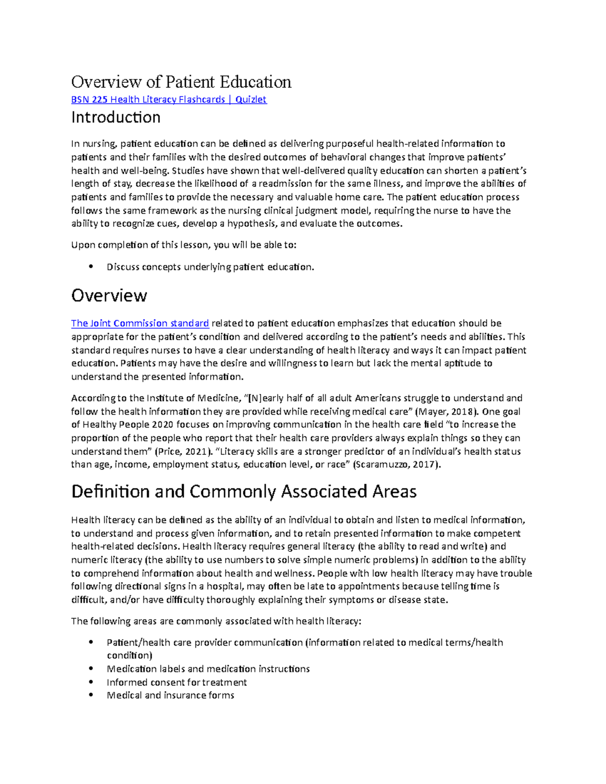 225 SP Overview of Patient Education - Overview of Patient Education ...