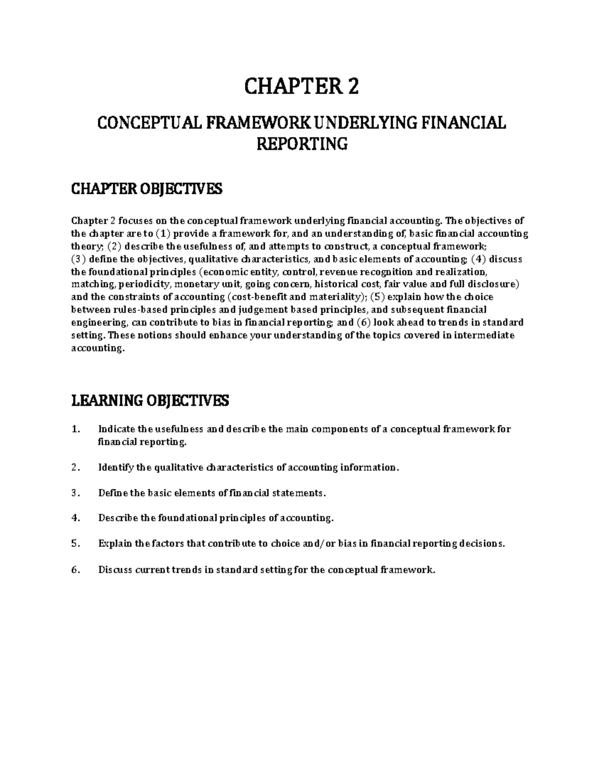 Notes - Chapter 2 - lecture summary - CHAPTER 2 CONCEPTUAL FRAMEWORK ...