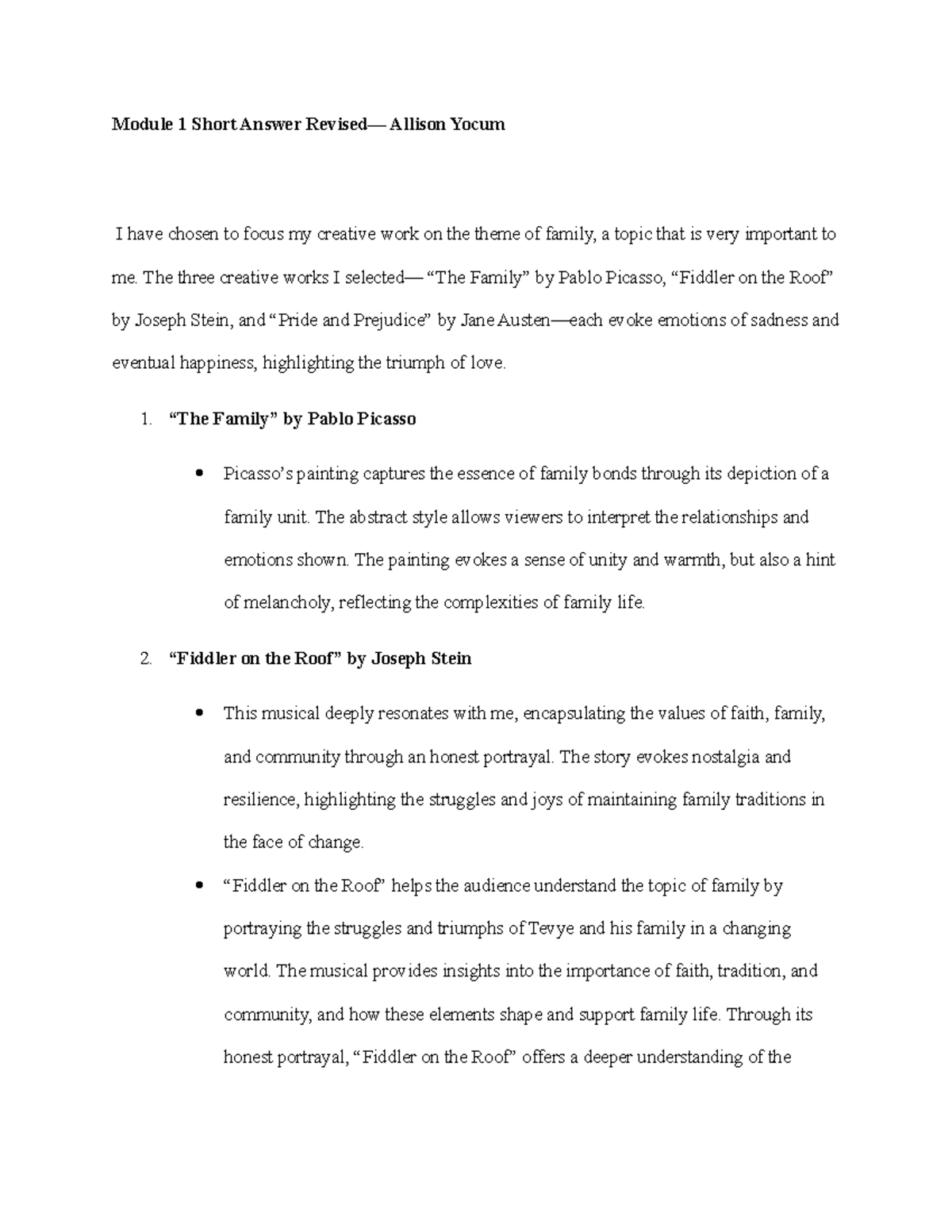 HUM 102 Module 1 Short Answer Revised- Allison Yocum - Module 1 Short ...