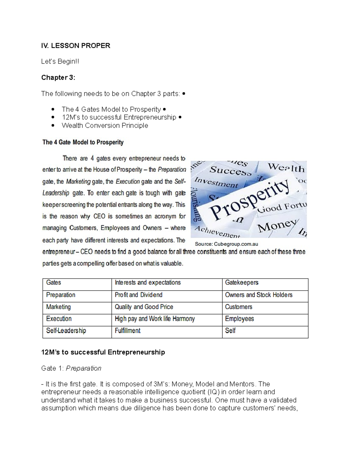 Lesson Proper for Week 3 Gates to Prosperity - IV. LESSON PROPER Let’s ...