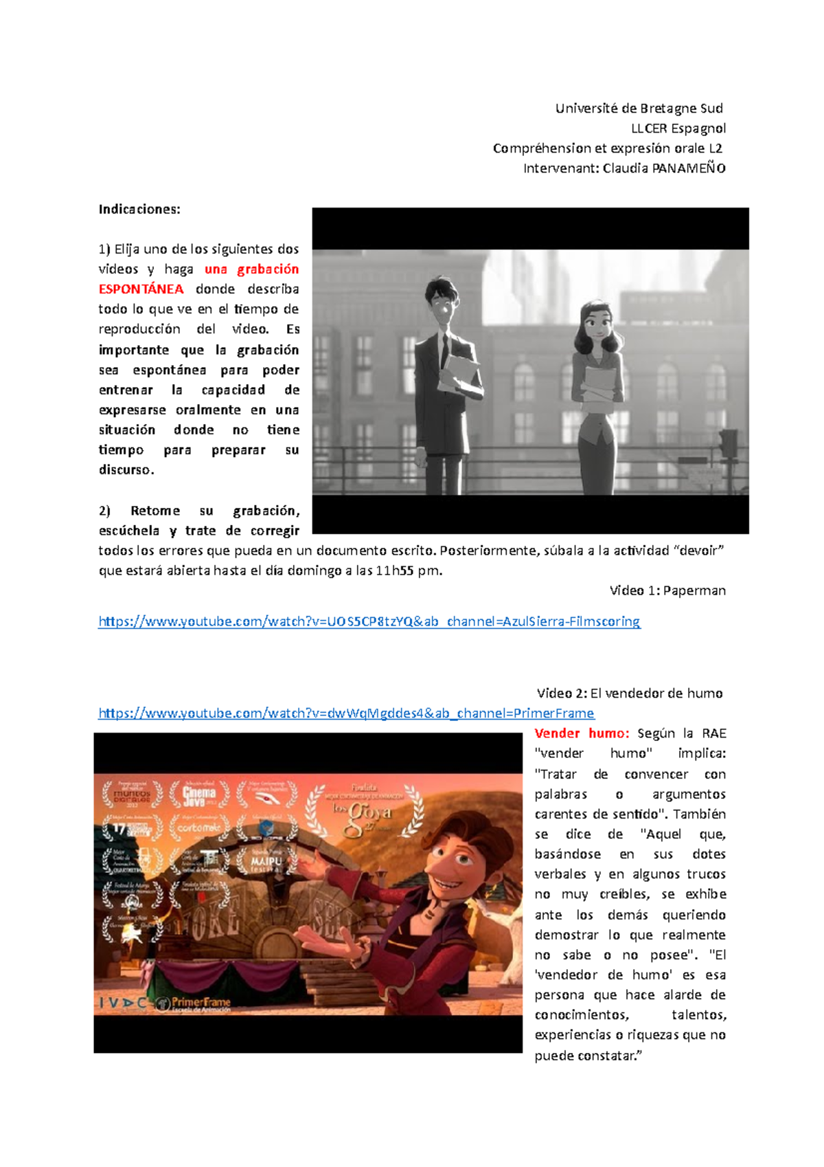 Paperman y El vendedor de humo - Université de Bretagne Sud LLCER ...