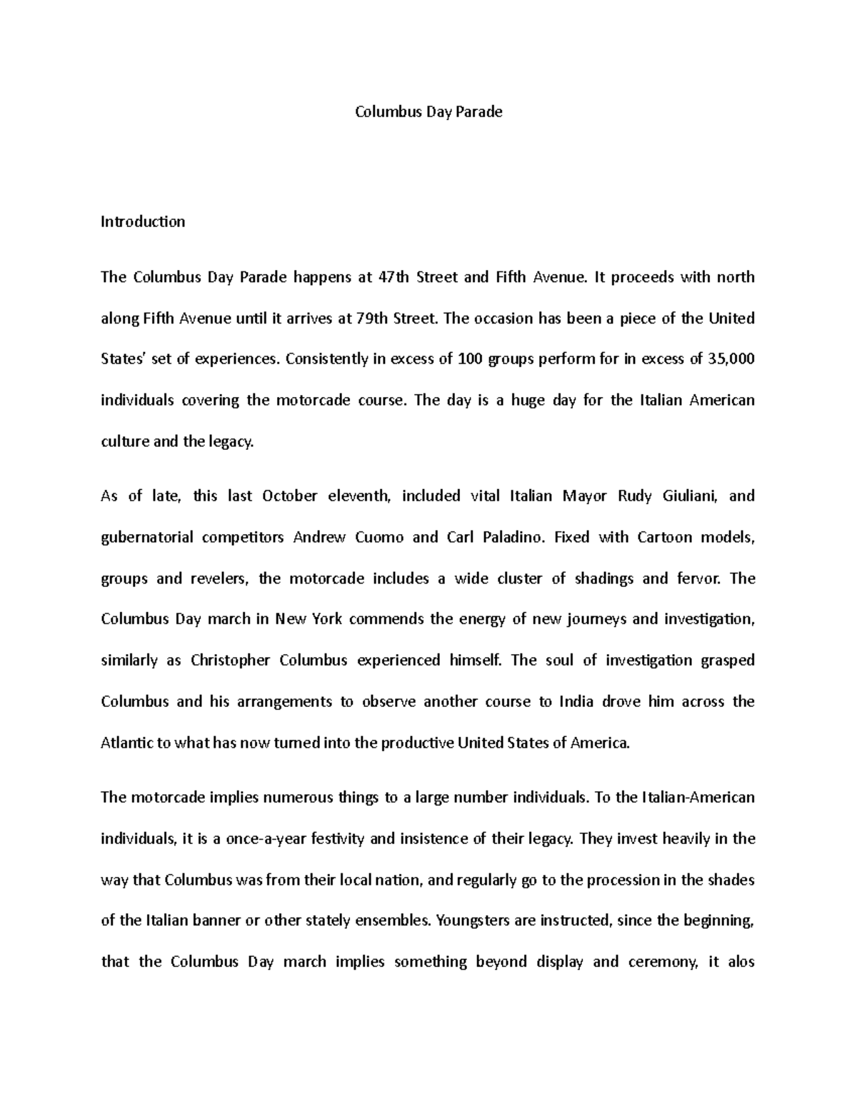 Columbus Day Pa - Columbus Day Parade Introduction The Columbus Day ...