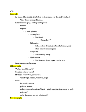 GEOG Lecture 2 - detailed notes from in-person class - 1/ Intro - New ...