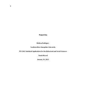 PSY 328 Project One Template - PSY 328 Project One Template For this ...