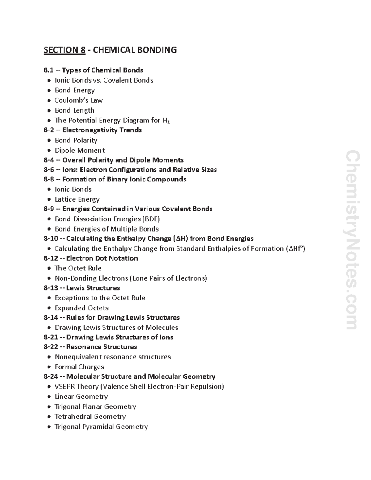 Section 8-chemical-bonding - SECTION 8 - CHEMICAL BONDING 8 - Types of ...