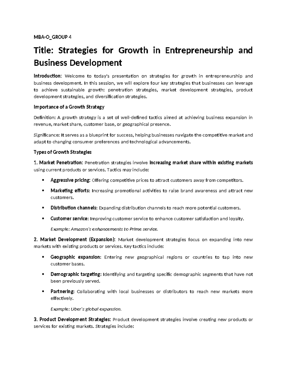 Group 4 Entrepreneurship and Business Devt - MBA-O_GROUP 4 Title ...