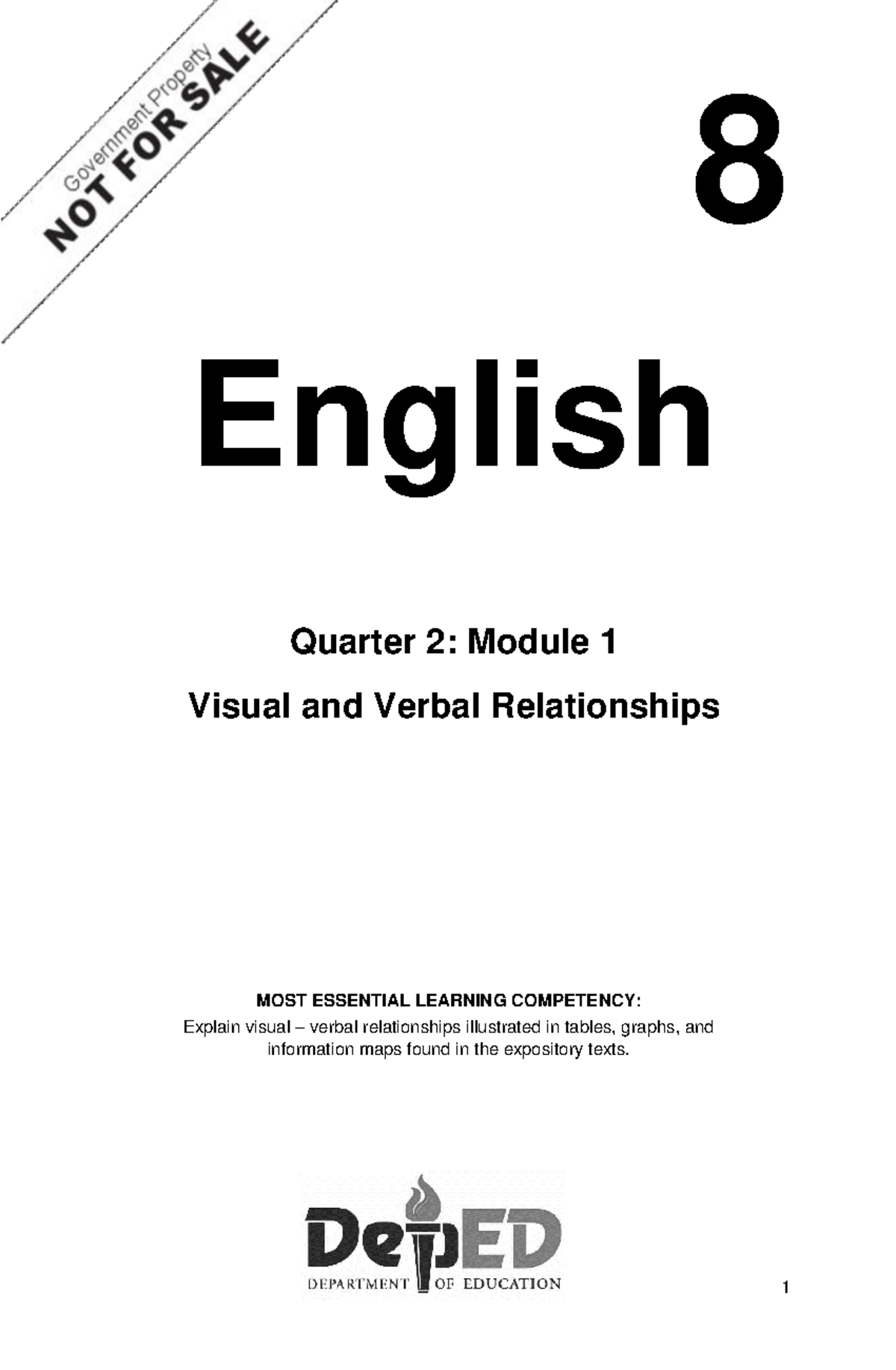 English 8 Q2 Week 1 - 8 ####### MOST ESSENTIAL LEARNING COMPETENCY: Explain visual – verbal ...