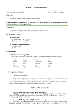 DLP COT FIL 2Q - Detailed Lesson Plan Filipino 5 - MASUSING BANGHAY ARALIN SA FILIPINO 5 Second ...