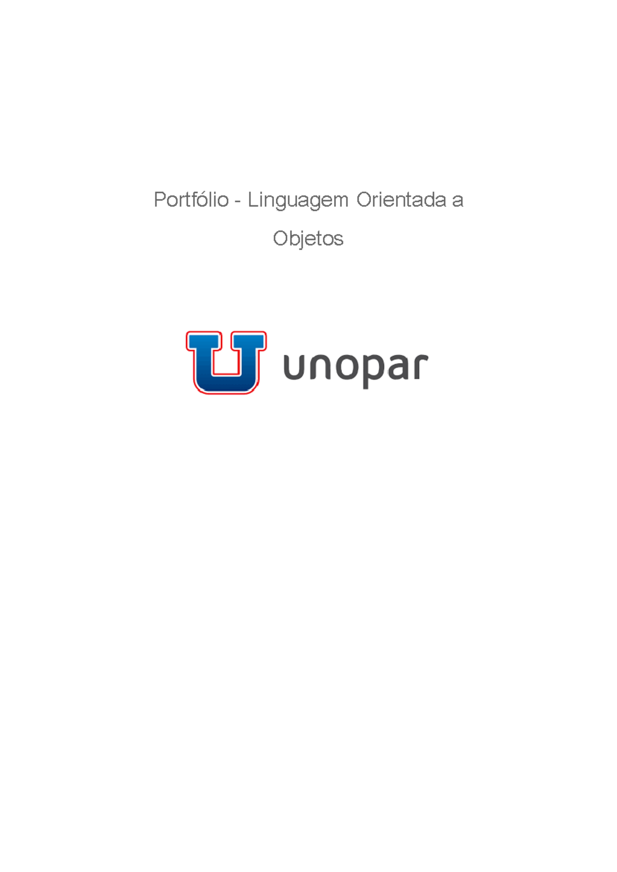 Portfolio linguagem orientada a objetos - Portfólio - Linguagem Orientada a Objetos ANÁLISE E ...