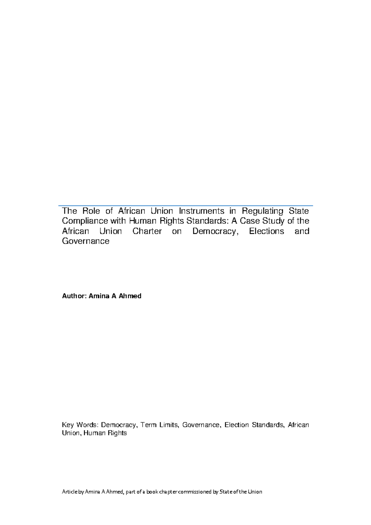 The Role of African Union Instruments in - ....................... The ...